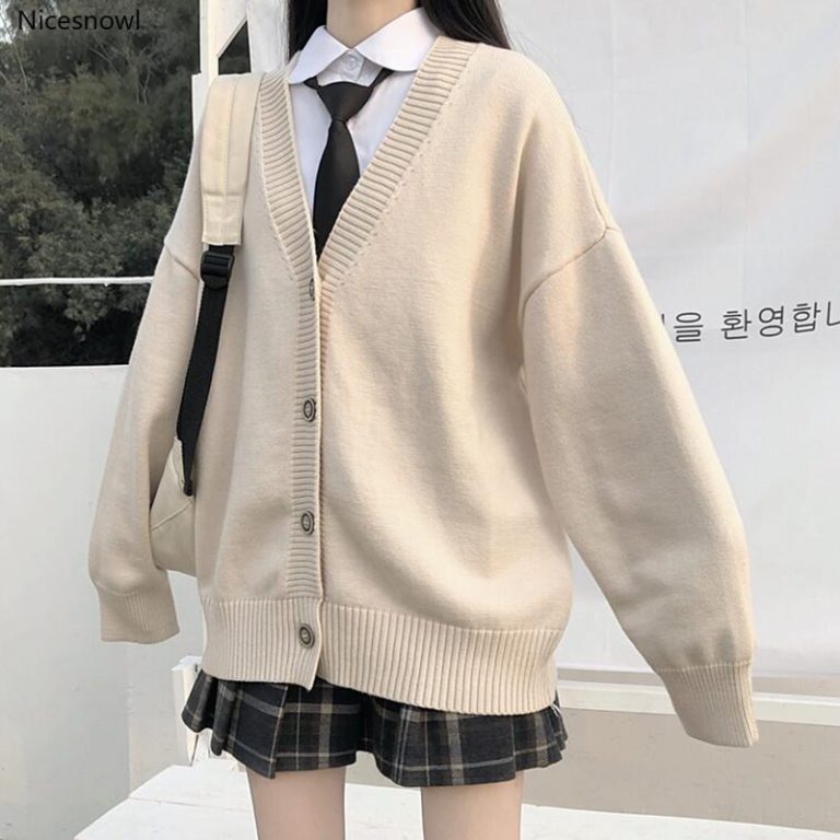 Japanese fashion College jk Loose V-neck Cardigan 2020 New Sweater ...