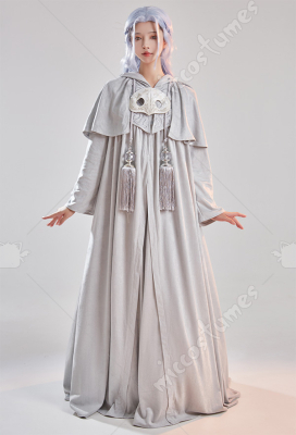 Final Fantasy XIV Acient Venat Hydaelyn Cosplay Costume Grey Robe ...